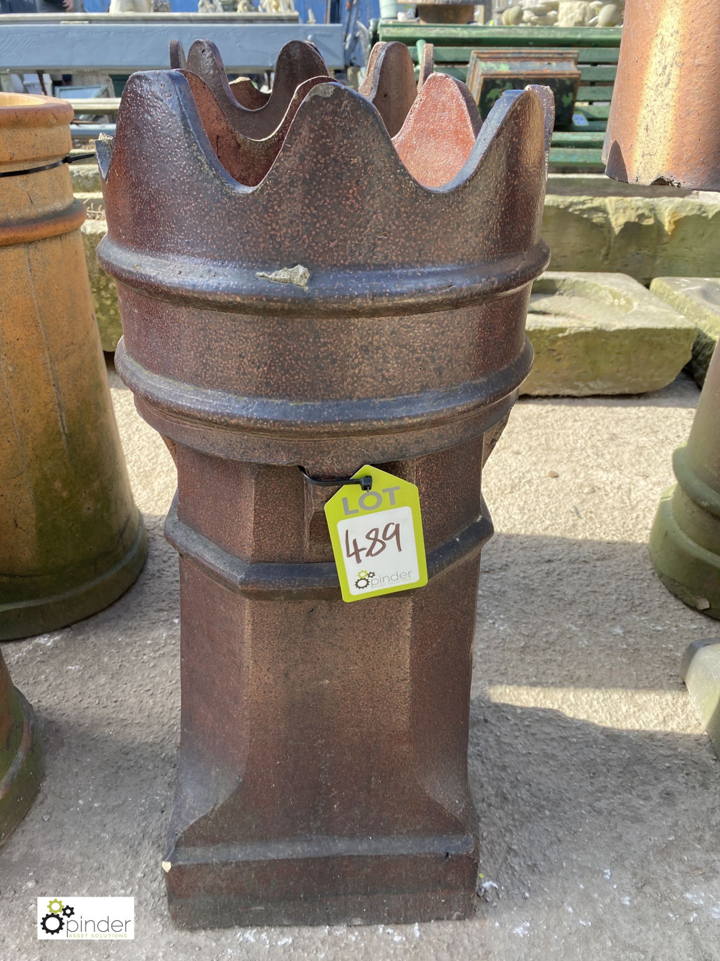 An original Victorian round salt glazed terracotta Chimney Pot, 24in ...