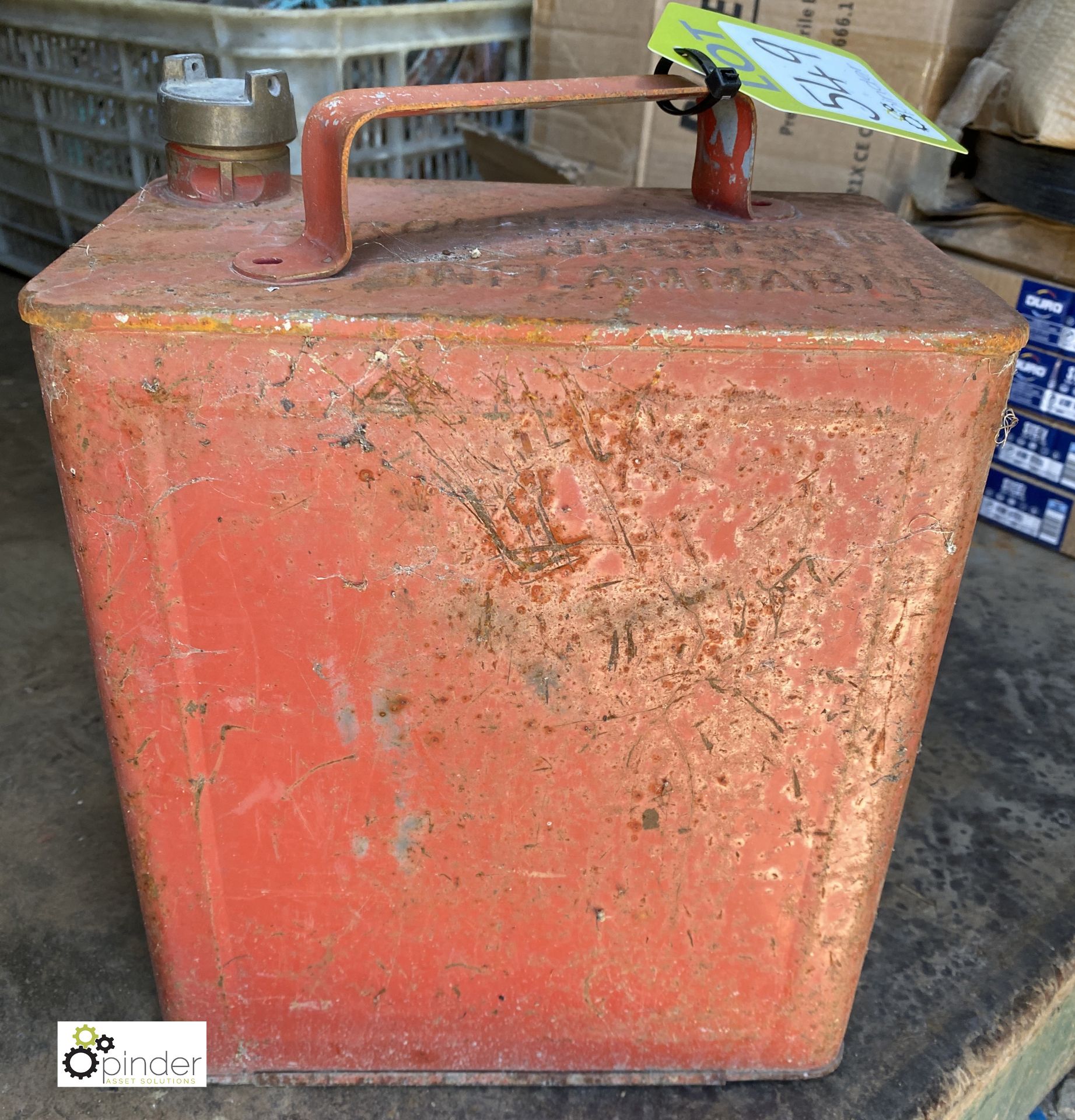 A vintage Petrol Tin, ‘Petroleum Spirits Highly Inflammable’