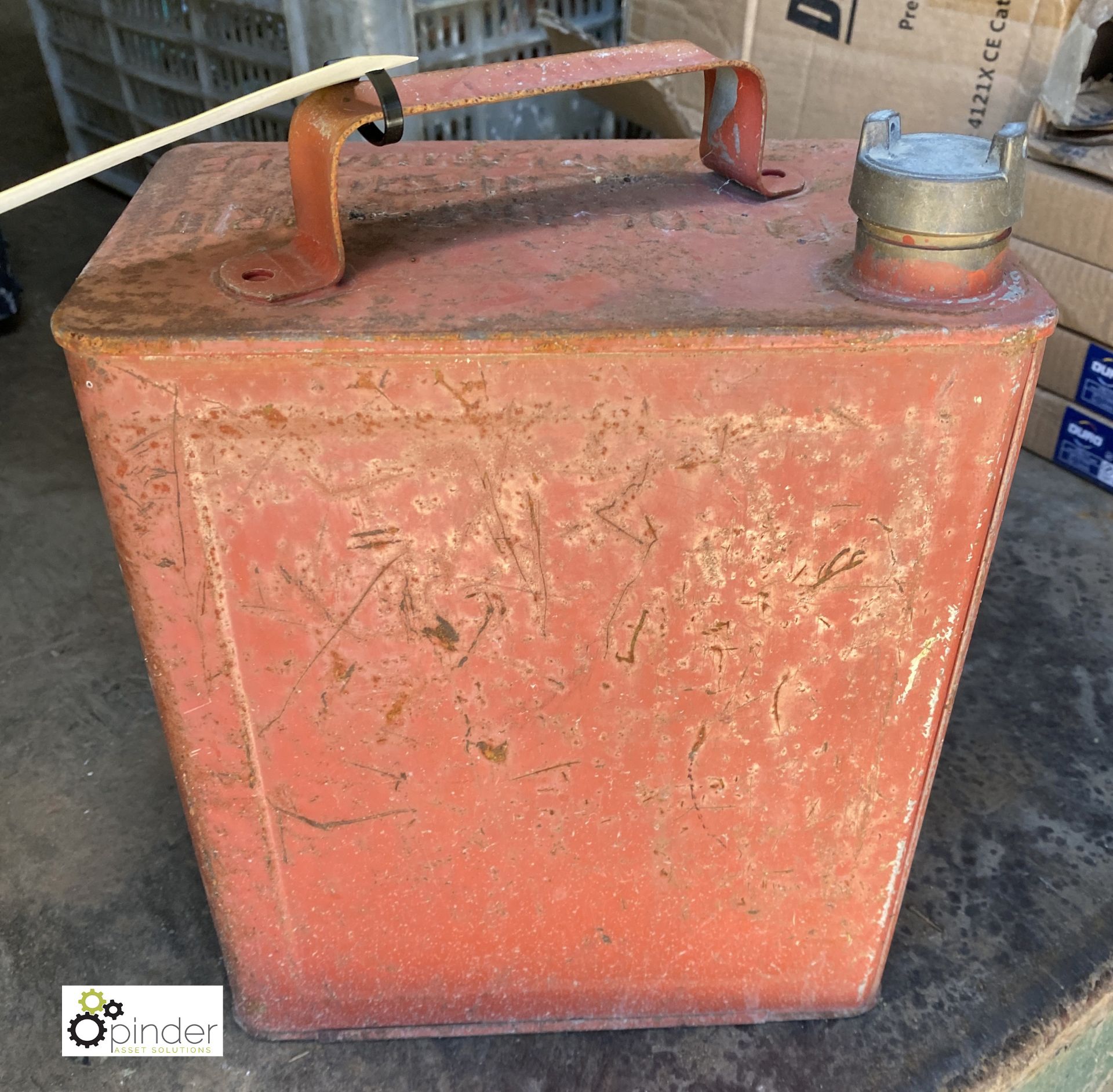 A vintage Petrol Tin, ‘Petroleum Spirits Highly Inflammable’