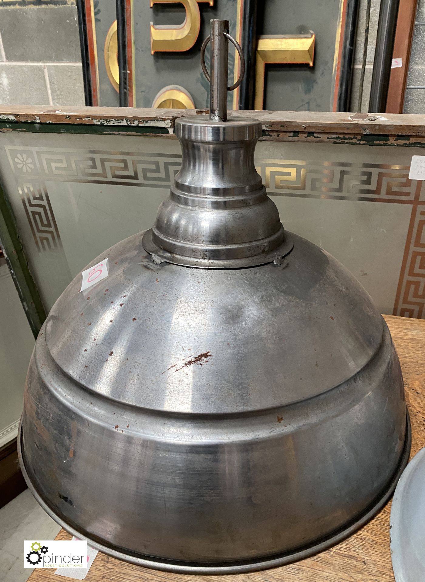 A polished metal Industrial Light Fitting, 510mm x 460mm diameter