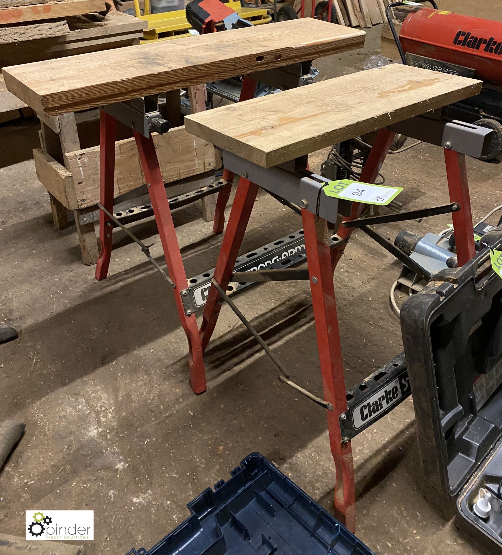 2 Clarke Work Stands and timber Stand (LOCATION: Harbury)