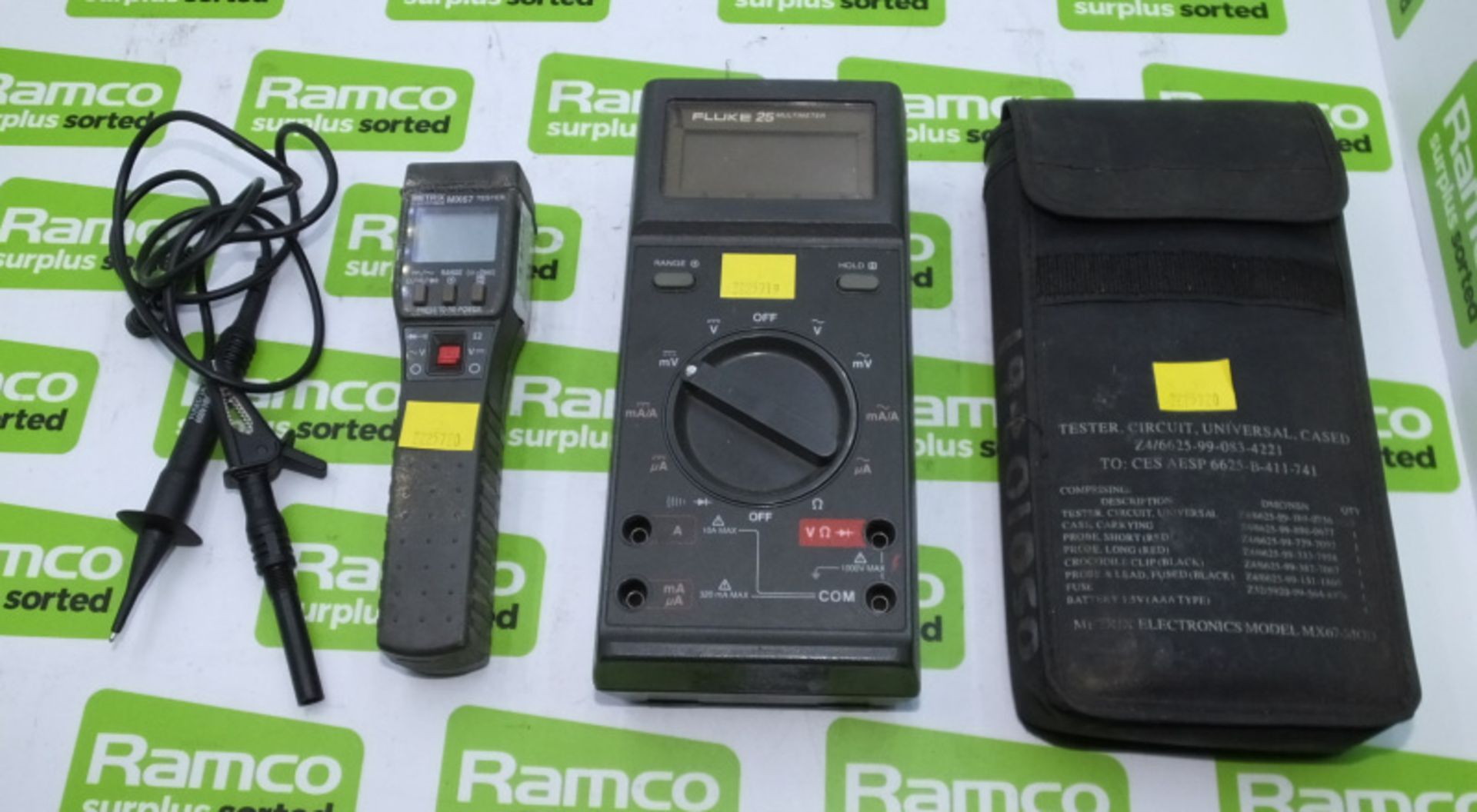 Fluke 25 multimeter unit, Metrix MX67-MOD universal circuit tester