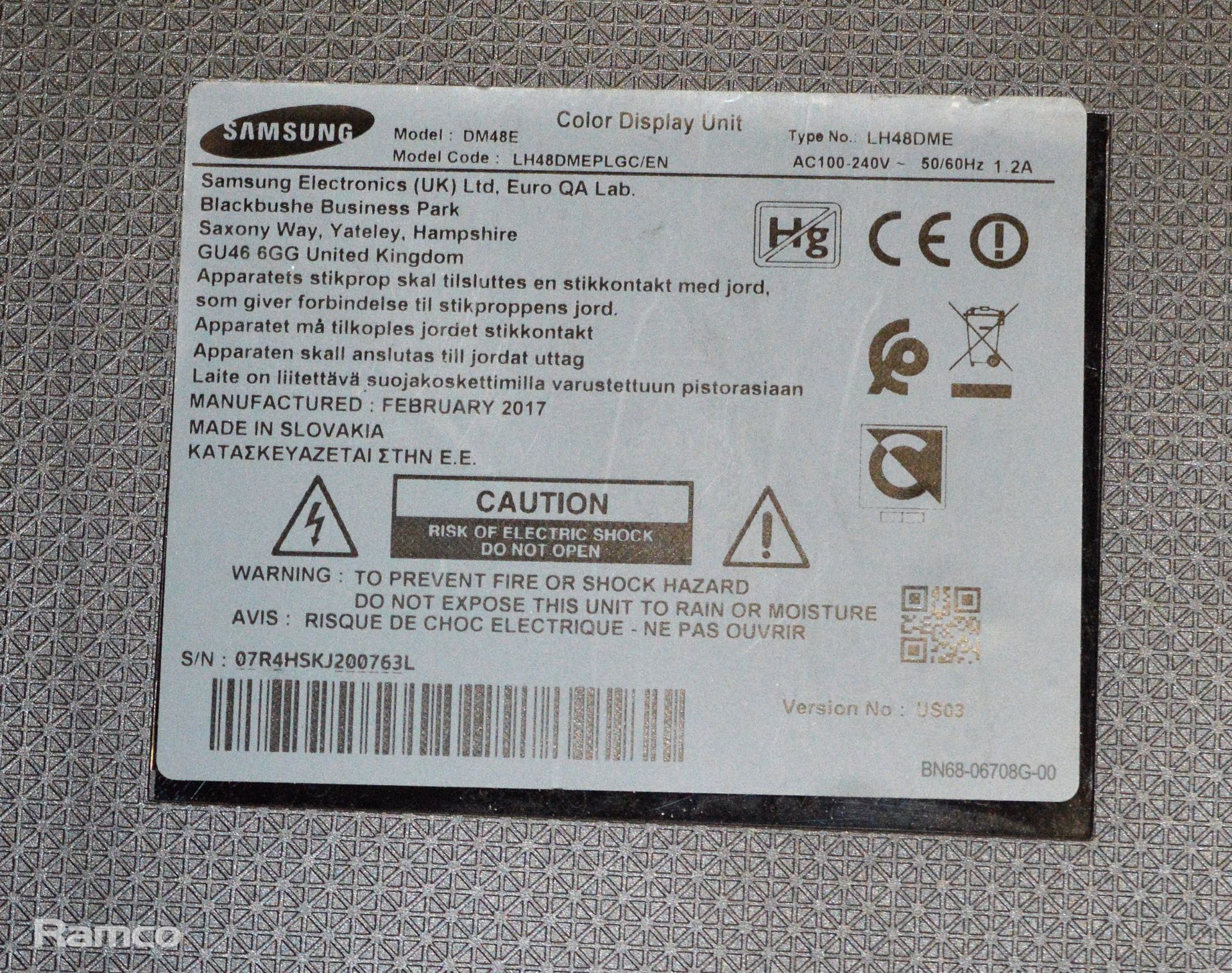 Samsung LH48DME 48 Inch Smart monitor 240V 50/60Hz