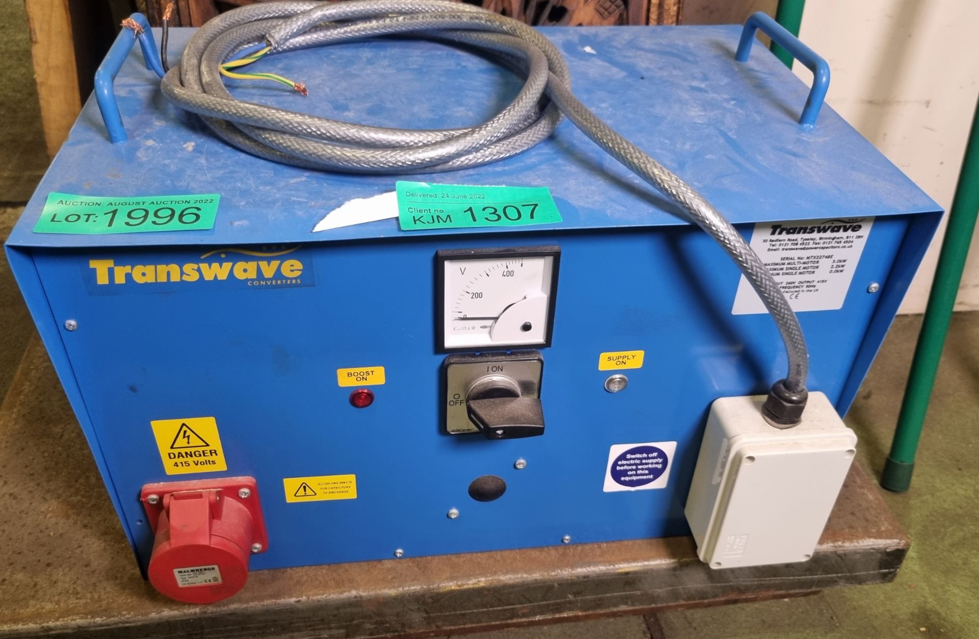 Transwave rotary convertor MTX22748E - 240V input - 415V output