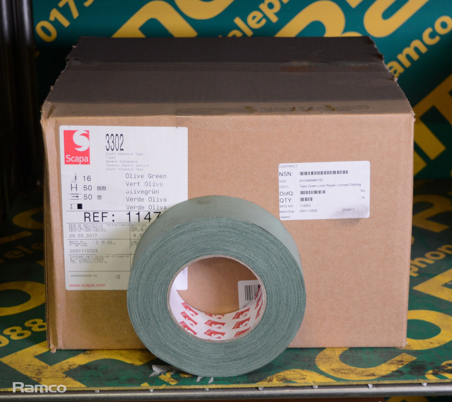Scapa Cloth Adhesive Tape Olive Green 16 Roll Per Box L50 xW50mm - 1 box