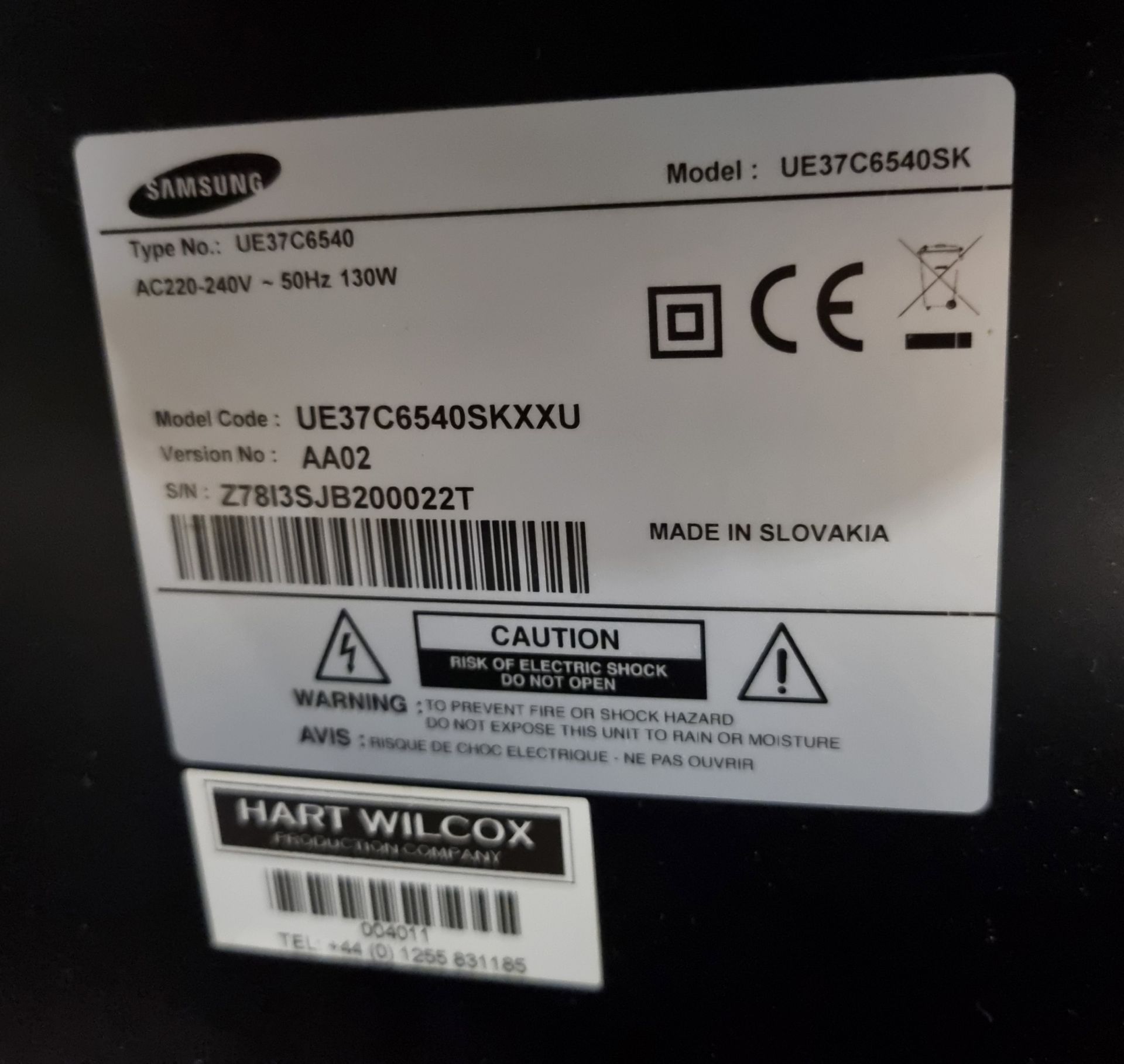 8x Samsung 37" TV, model code: UE37C6540SKXXU - 90x55x4.5cm, Black ...