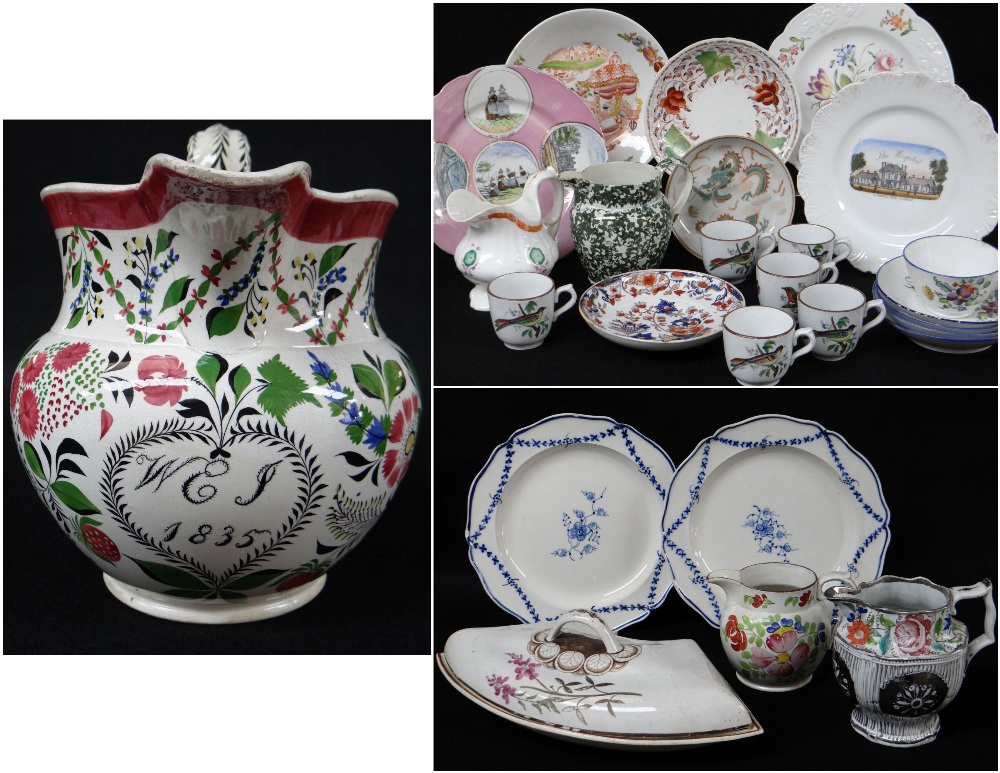 ASSORTED 19TH CENTURY POTTERY including RARE WILLIAM IV DATED POTTERY ...