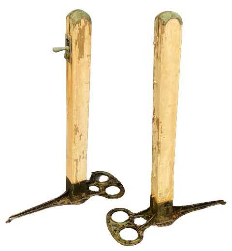 VINTAGE GROSVENOR LAWN TENNIS POSTS, A PAIR - having cast iron bases ...