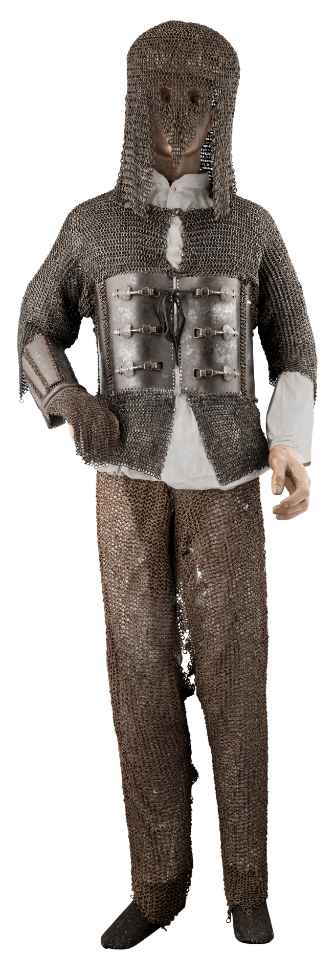 A COMPOSITE INDIAN FULL ARMOUR, 17TH CENTURY, comprising helmet (coif ...