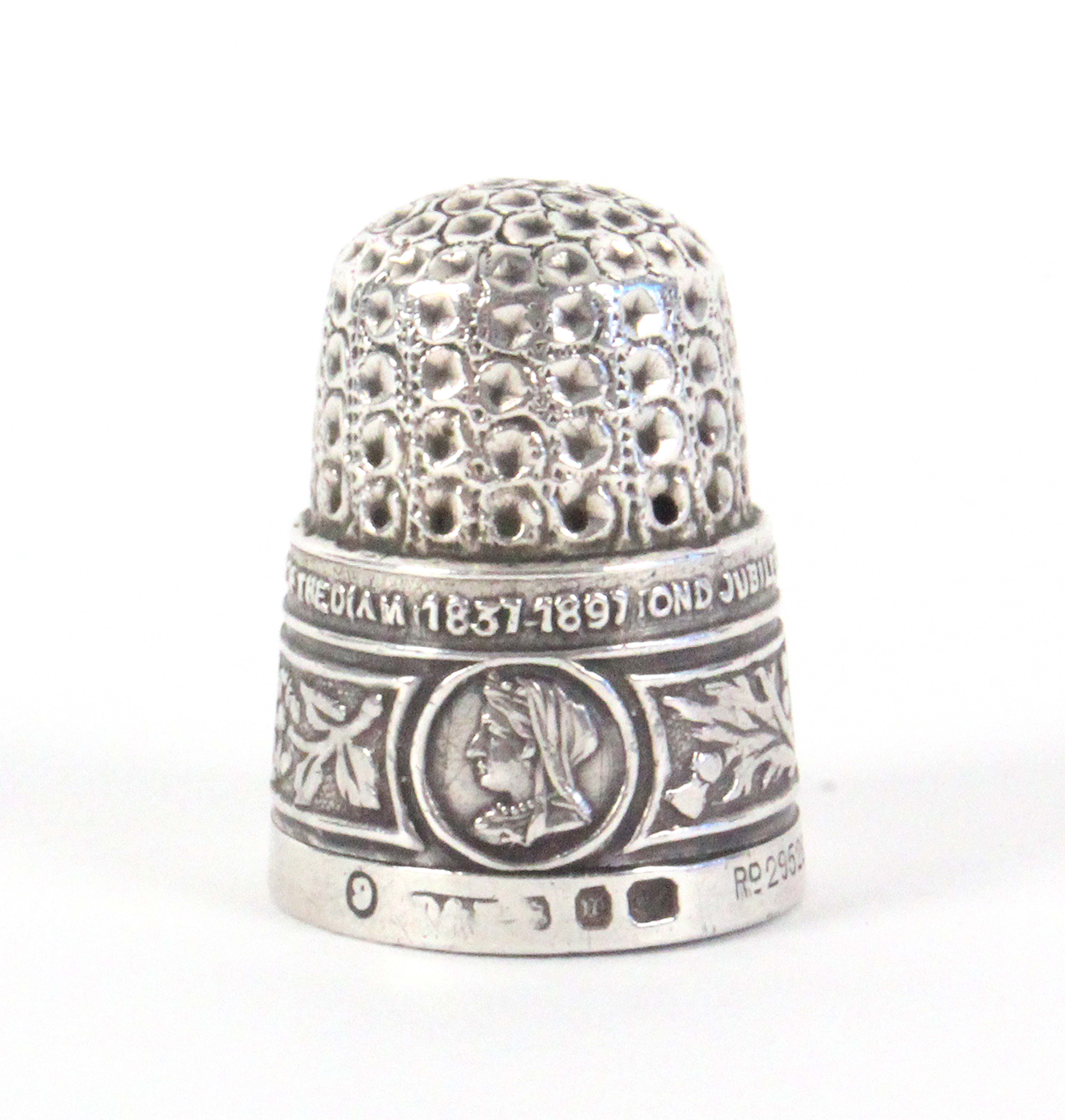 A silver thimble commemorating 'The Diamond Jubilee of Queen Victoria ...