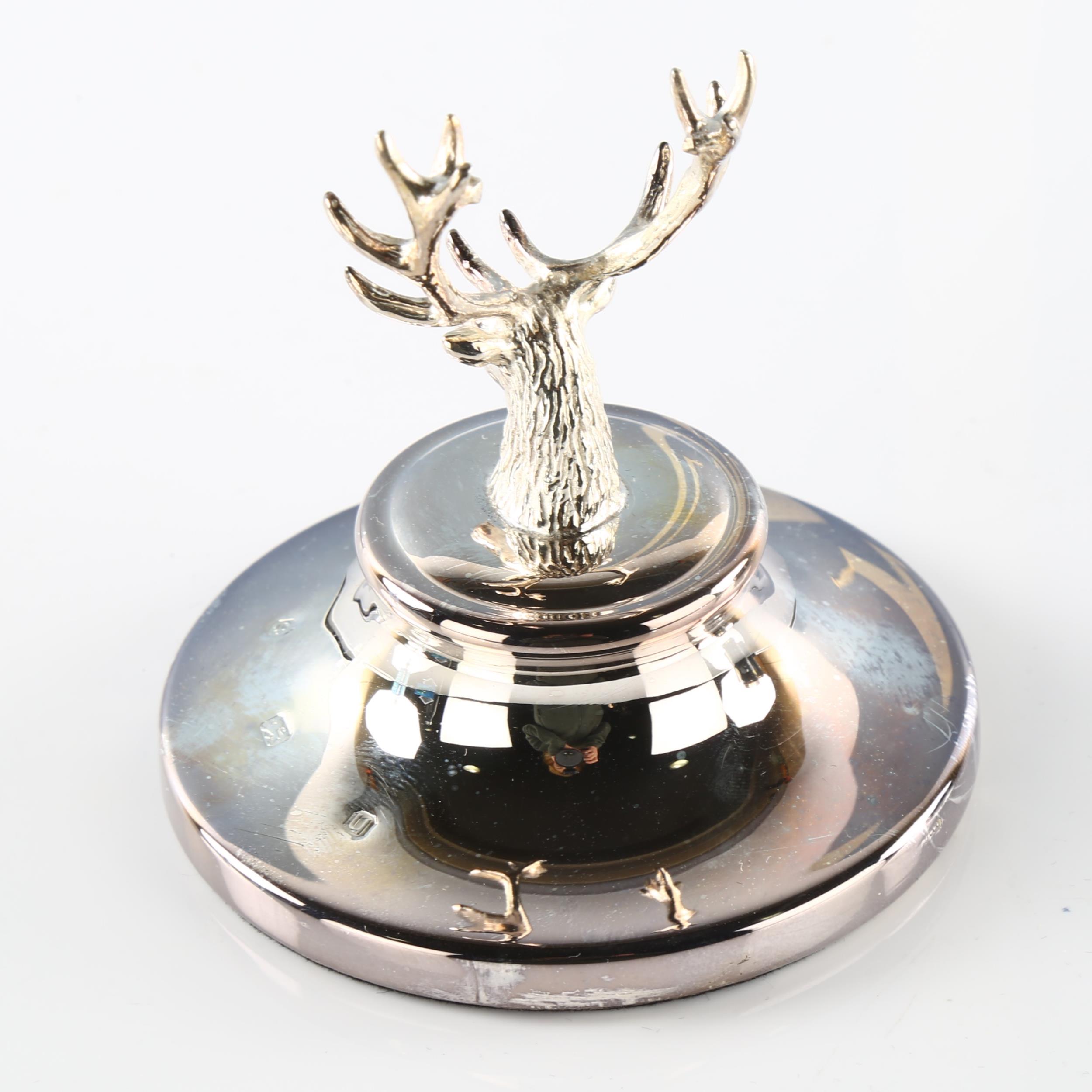 An Elizabeth II novelty silver stag desk paperweight, by L J Millington ...