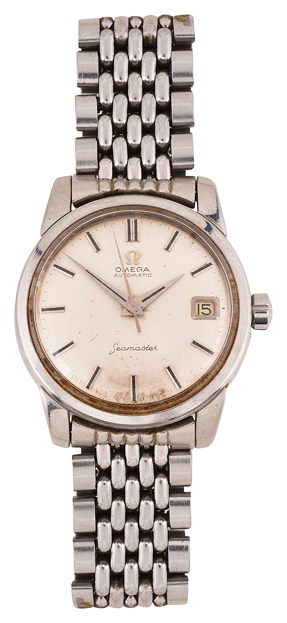 An Omega Seamaster automatic gentleman's watchthe silvered dial with ...