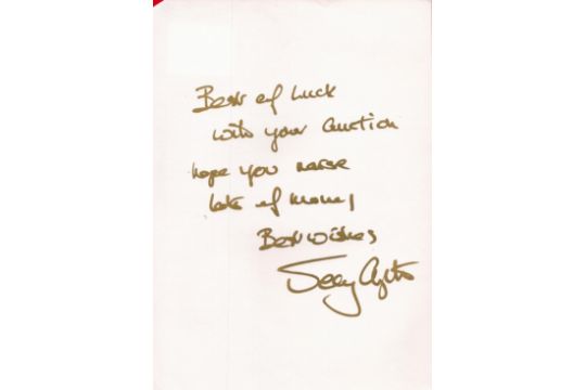 Jenny Agutter Signed best of luck note on A4 Paper. Note States Best ...