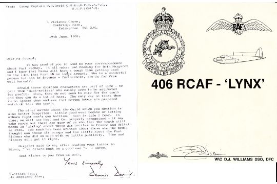 WW2 RAF Collection of Pilots Signed Letters, and Newspaper Clippings ...