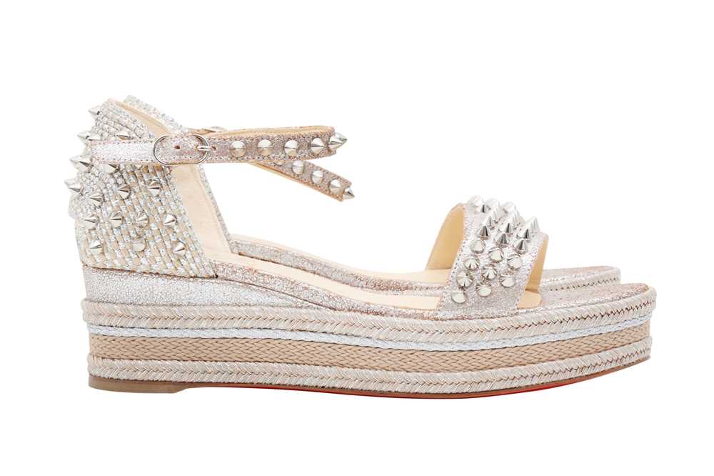 Christian Louboutin Rose Gold Madmonica Flatform Sandal, silver tone ...