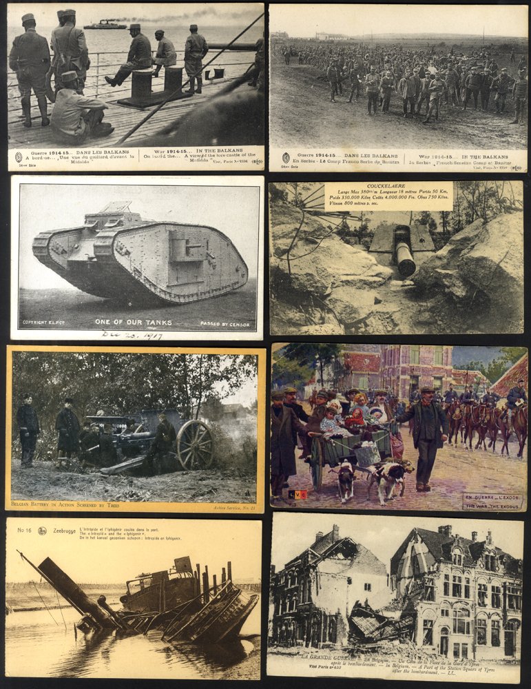WORLD WAR I collection of cards in a large format modern album with ...