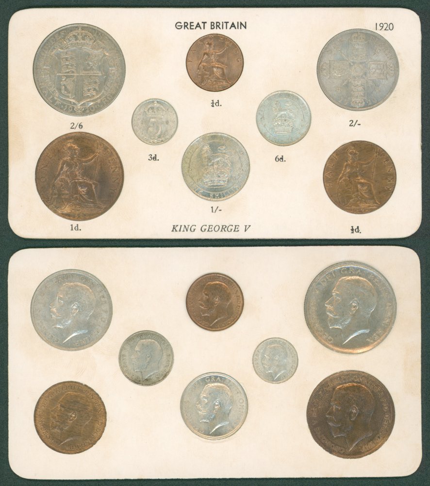 1920 set of eight coins, halfcrown to farthing, all UNC, the bronze ...