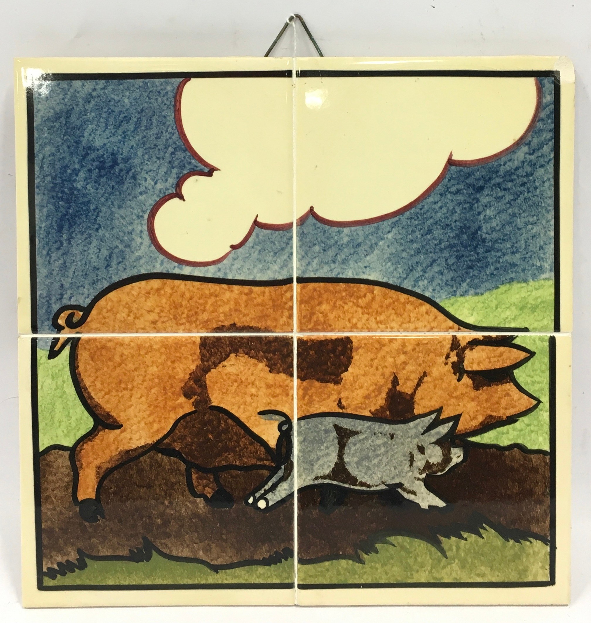 Carter Tiles Poole Pottery interest farmyard 4 tile panel mounted on ...