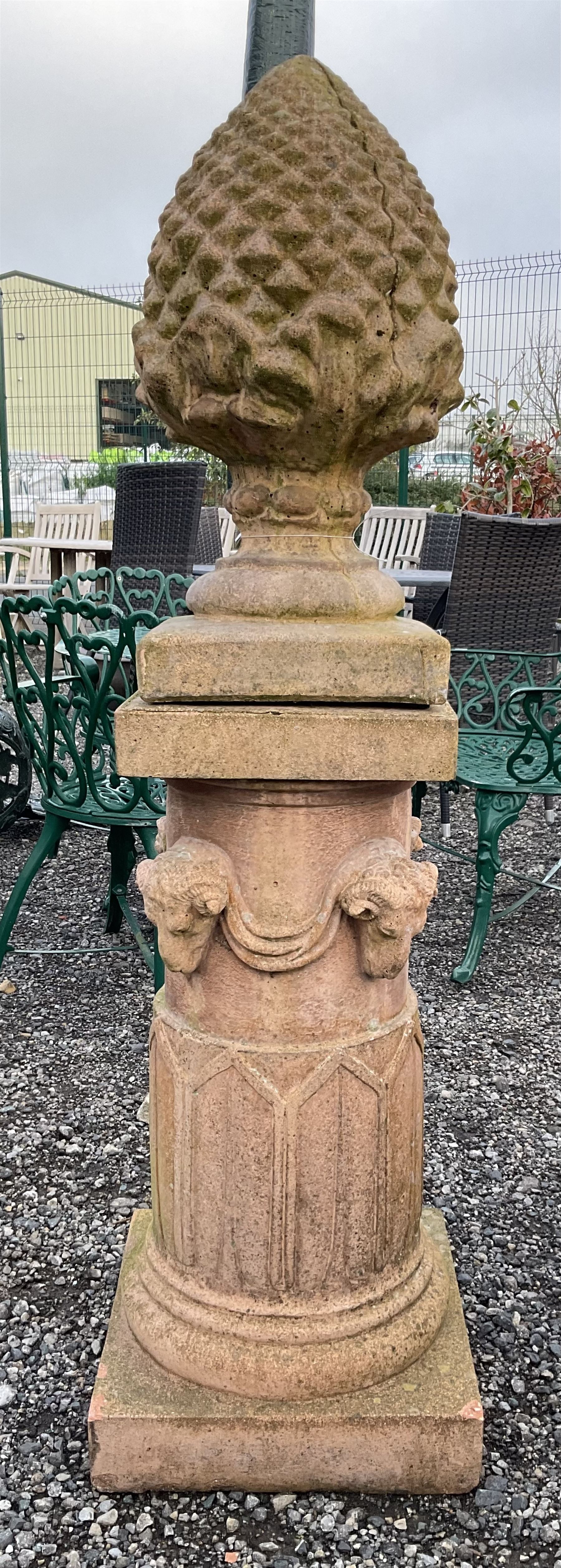 Cast stone garden pineapple finial, on column baseDimensions: Height ...
