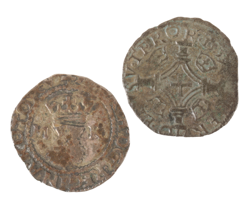 SCOTLAND, TWO MARY QUEEN OF SCOTS COINS 1557 Mary Queen of Scots Billon ...