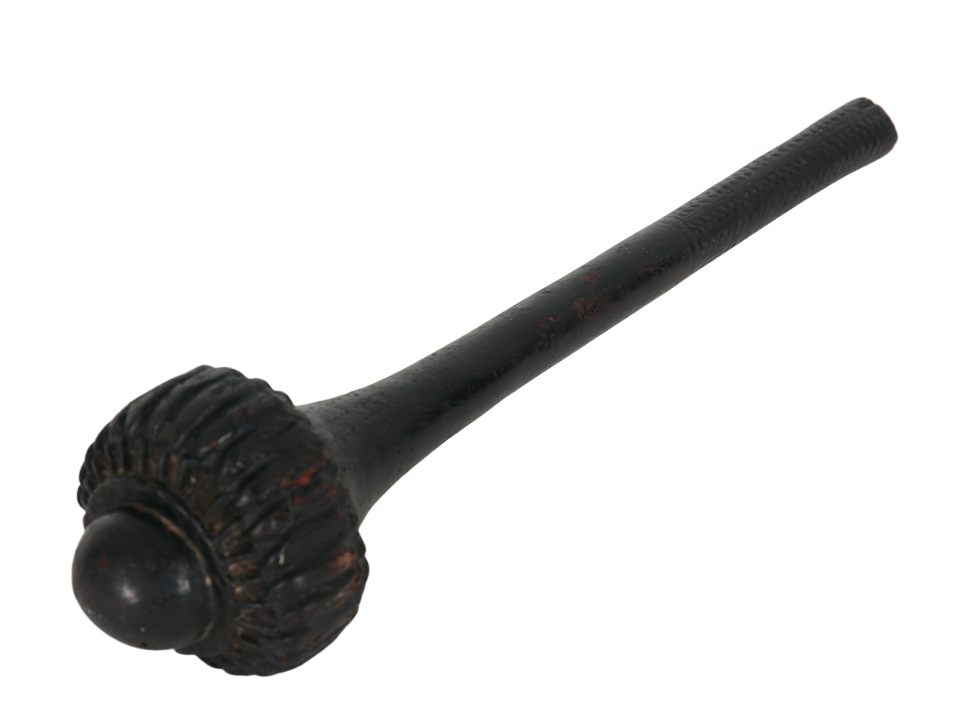 A FIJIAN HARDWOOD THROWING CLUB OR ULA 20th century, the lobed head on ...