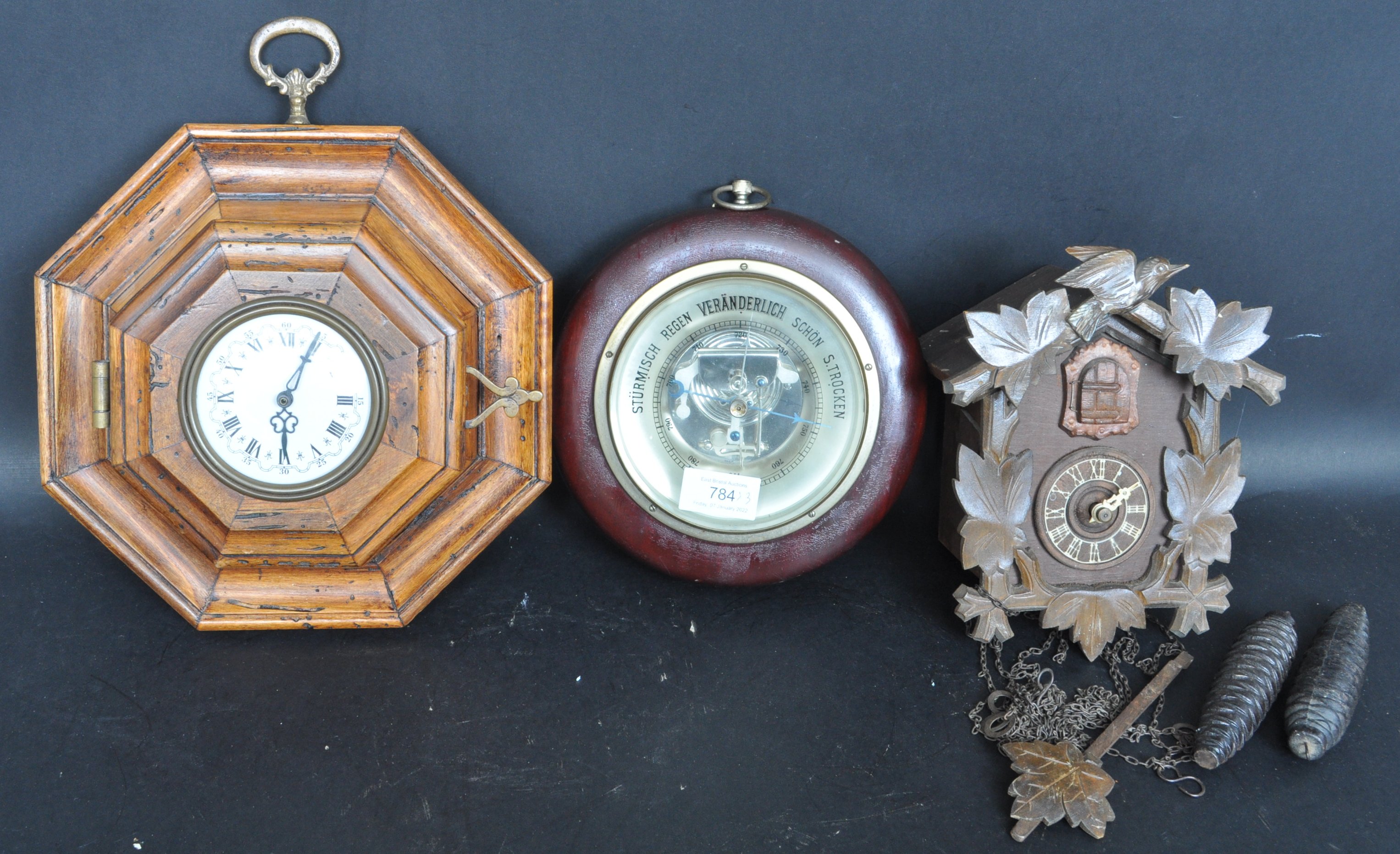 20TH CENTURY CUCKOO CLOCK AND BAROMETER - auctions & price archive