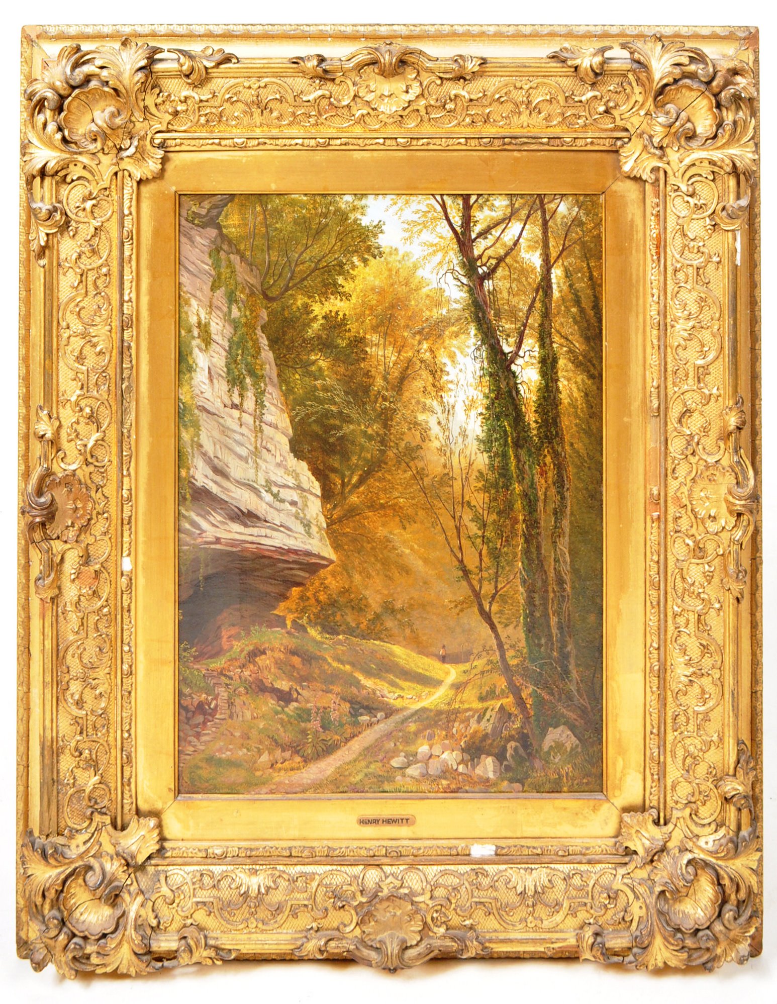 HENRY HEWITT (1818-1875) - OIL DEPICTING THE GROUNDS OF OLDBURY COURT ...