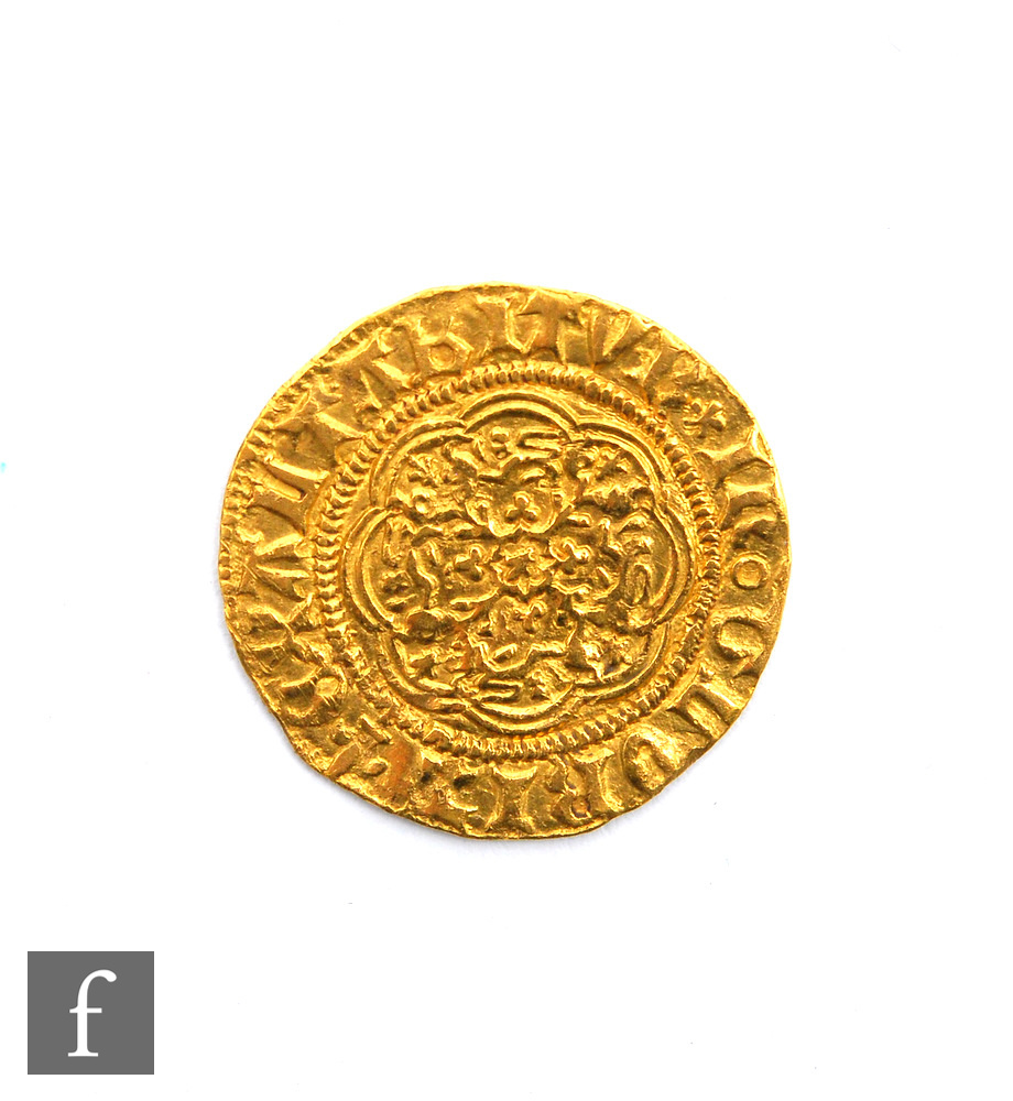 A Henry VI gold quarter noble, annulet issue, MM Calais over shield ...