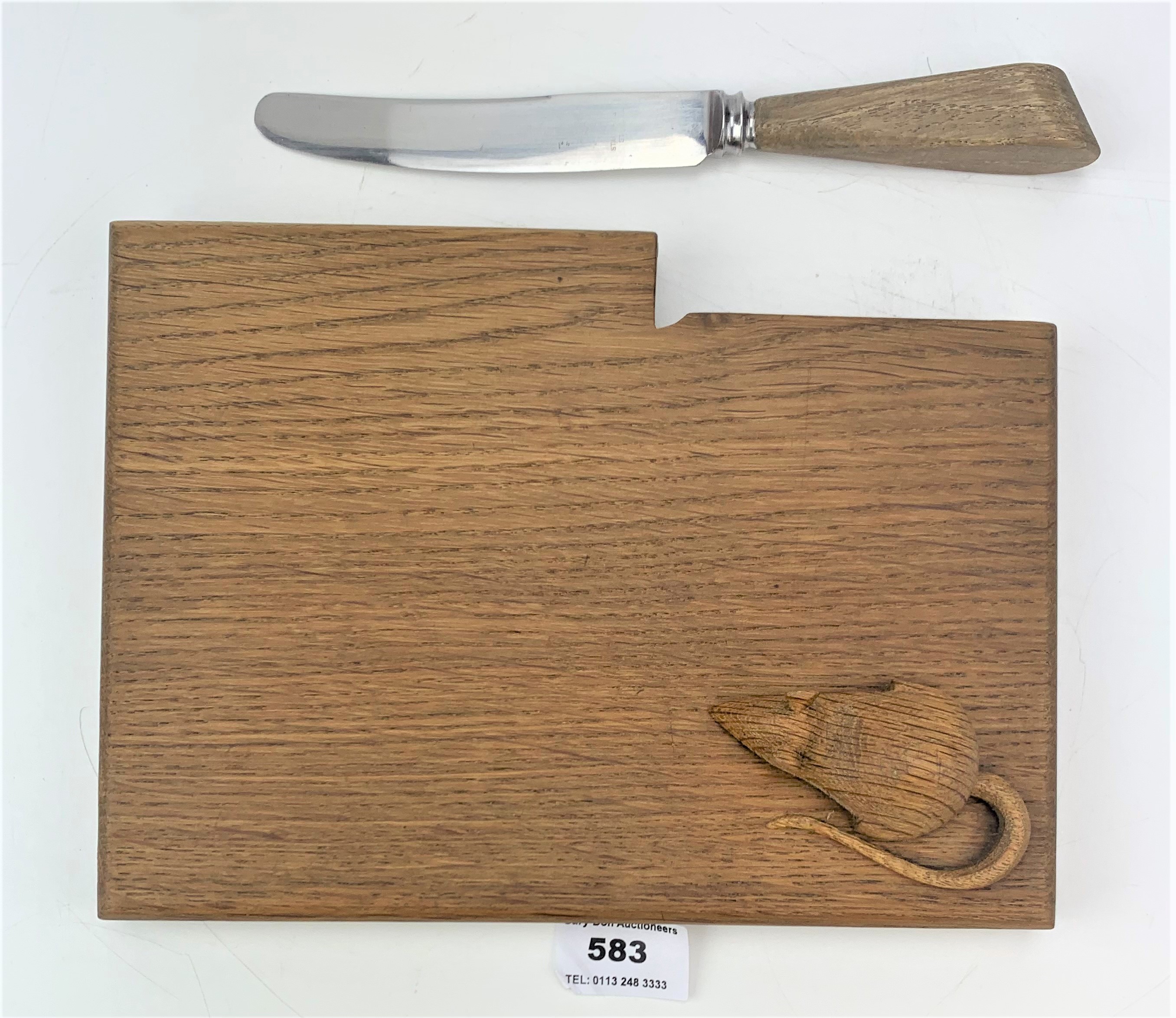Mouseman cheese board with knife 9” x 6.5”