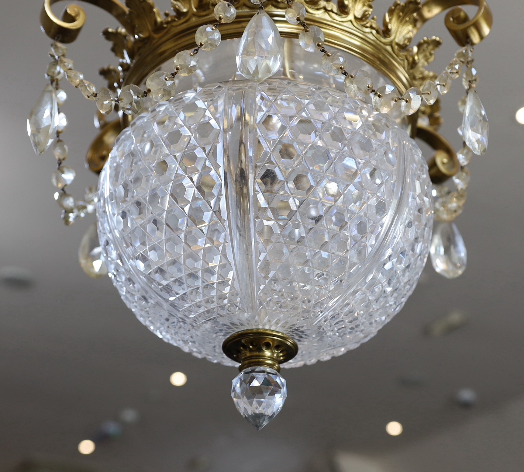 A late Victorian ormolu and cut glass light fitting, by F & C Osler ...