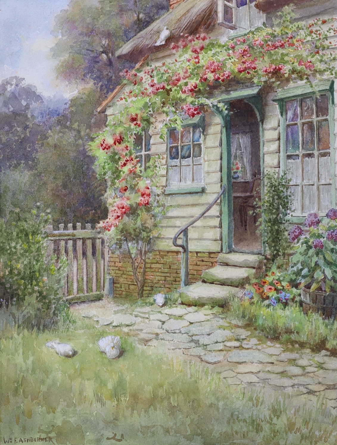 William Ashburner (active 1900-1932), three watercolours, Cottage ...