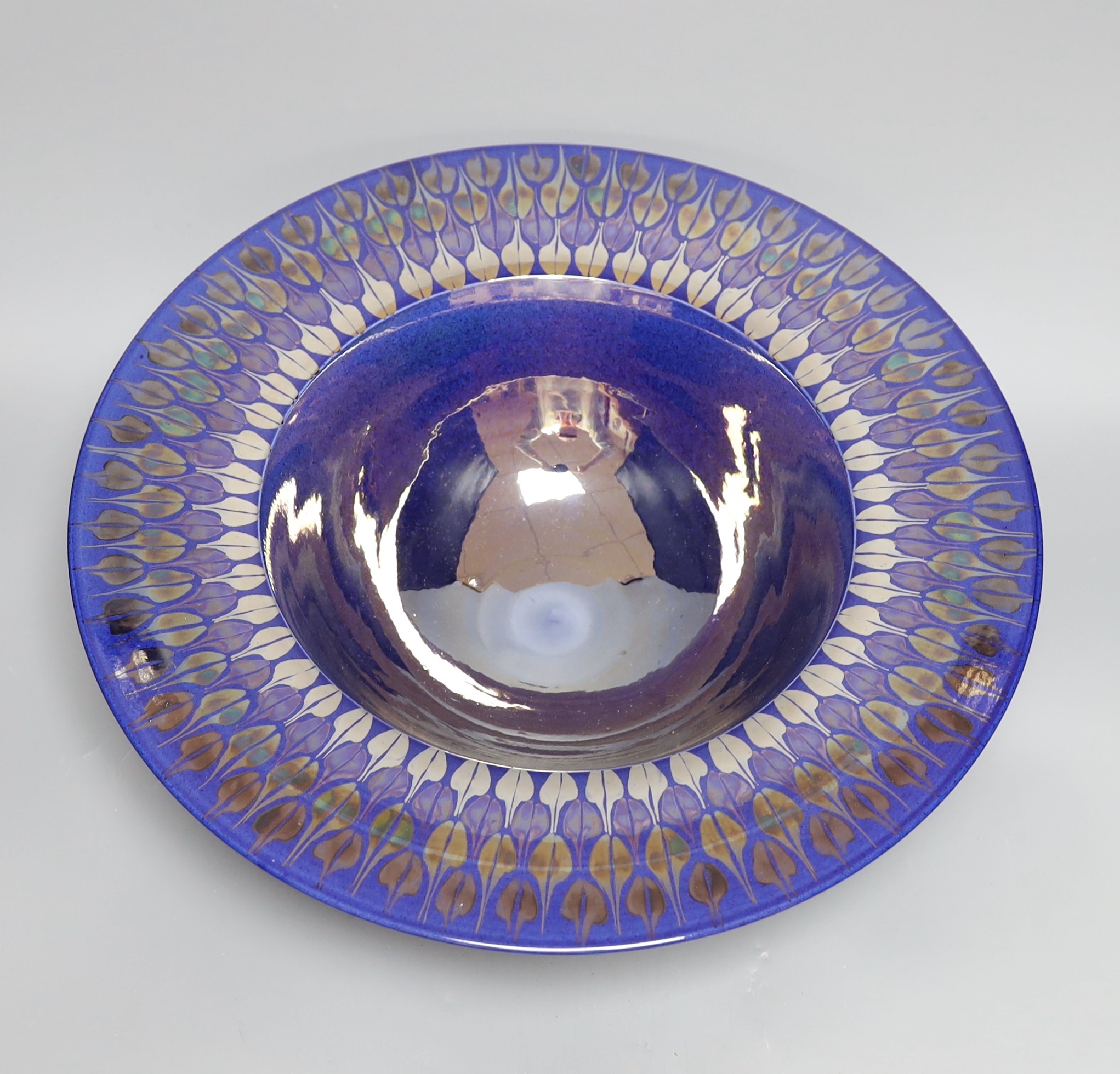 A Tobias Harrison Cumbrian studio pottery blue lustre glazed centre ...
