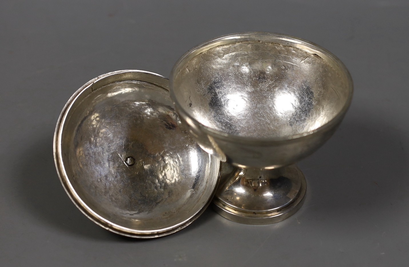 A late 18th century Austrian white metal pedestal bowl and cover, by ...