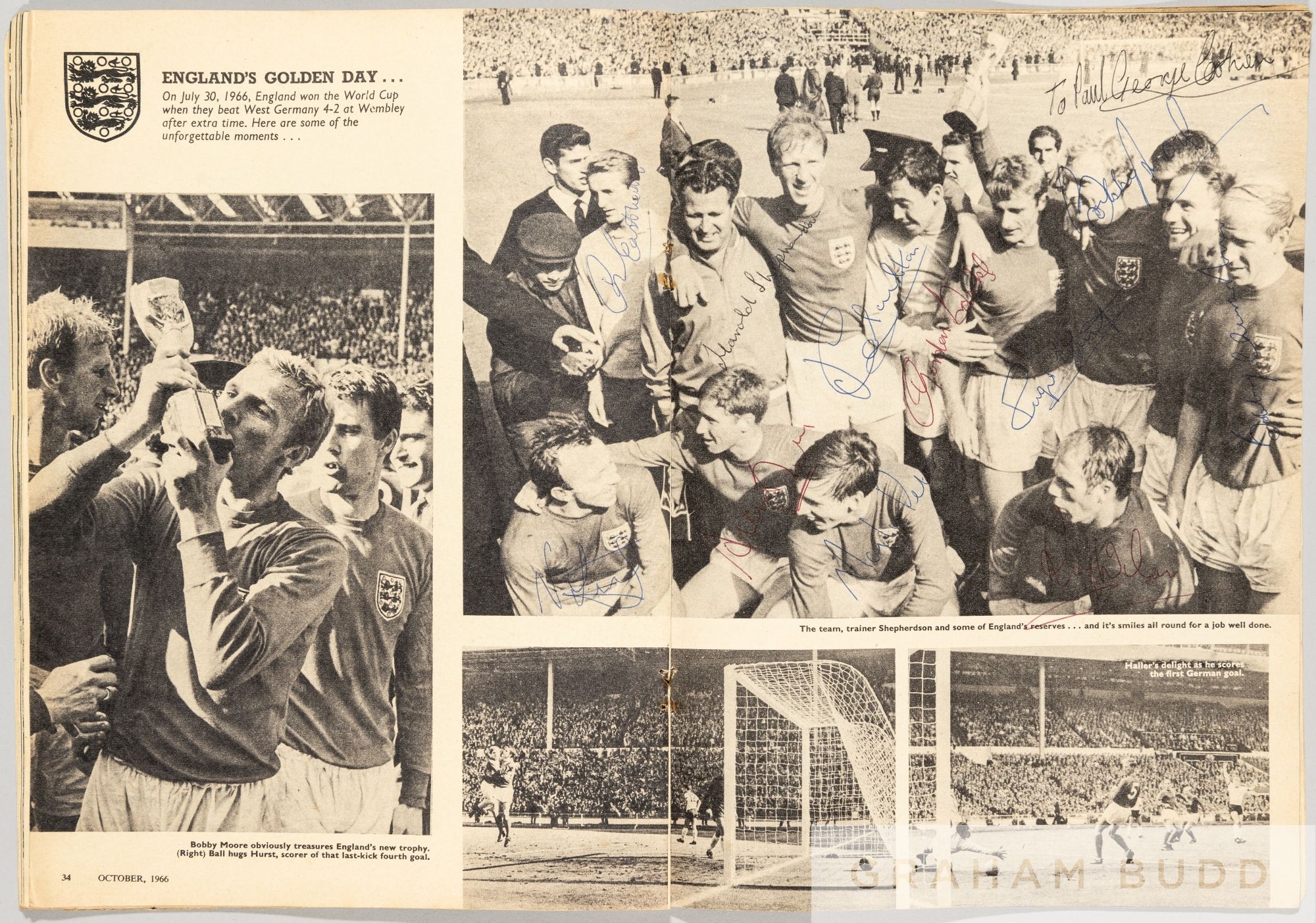 Charles Buchan's Football Monthly magazine, October 1966, fully signed ...