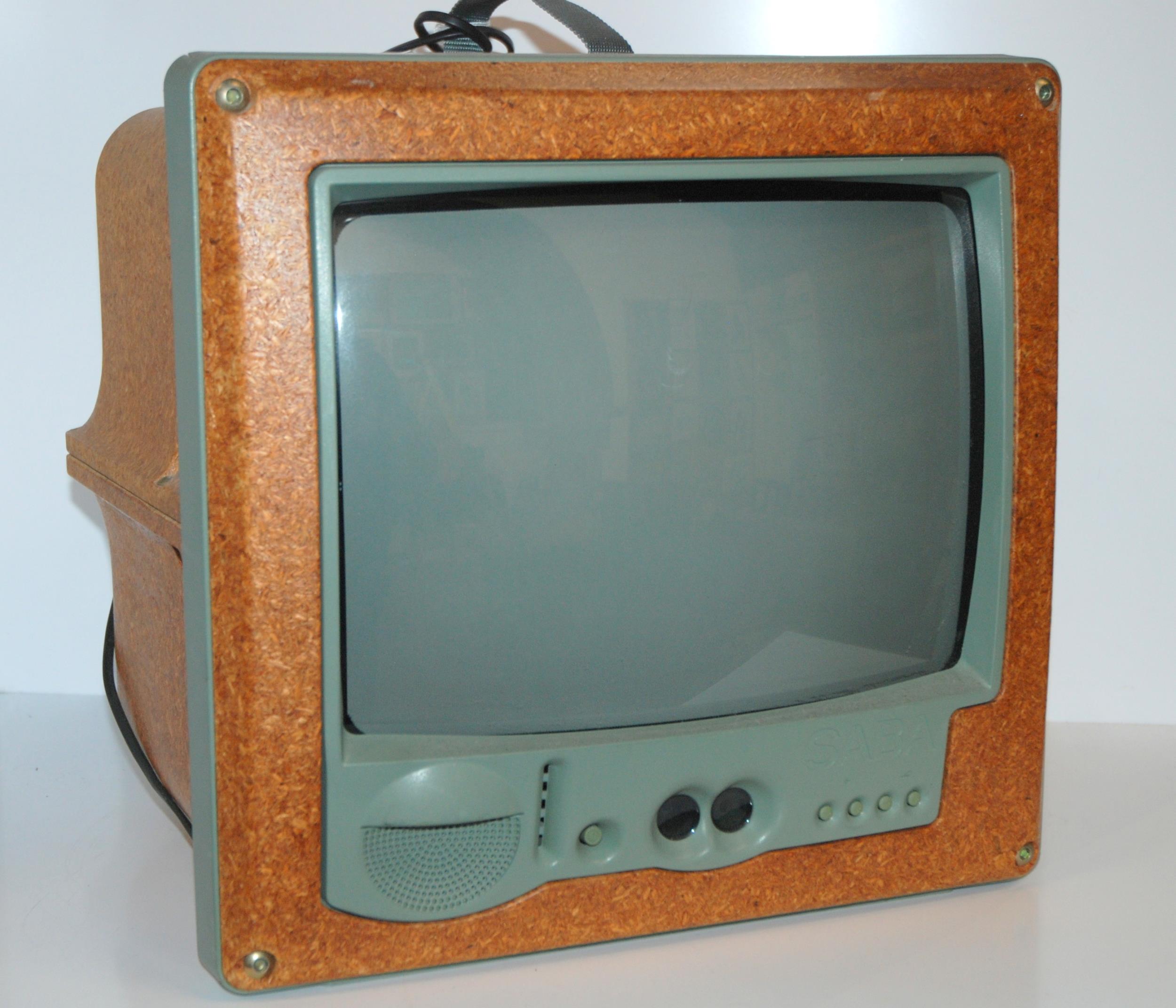 A Philippe Starck Jim Nature portable TV, compressed and recycled wood ...
