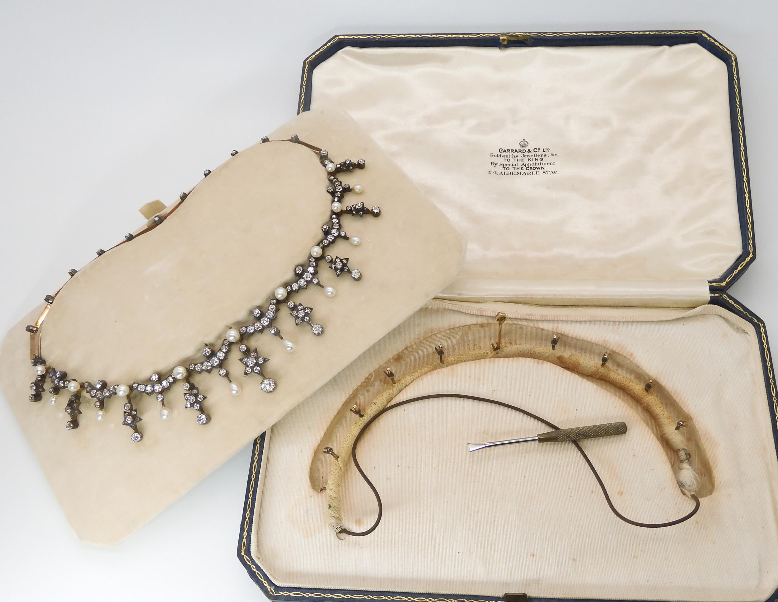 A GARRARD & CO PEARL AND DIAMOND TIARA the ultimate in metamorphic ...