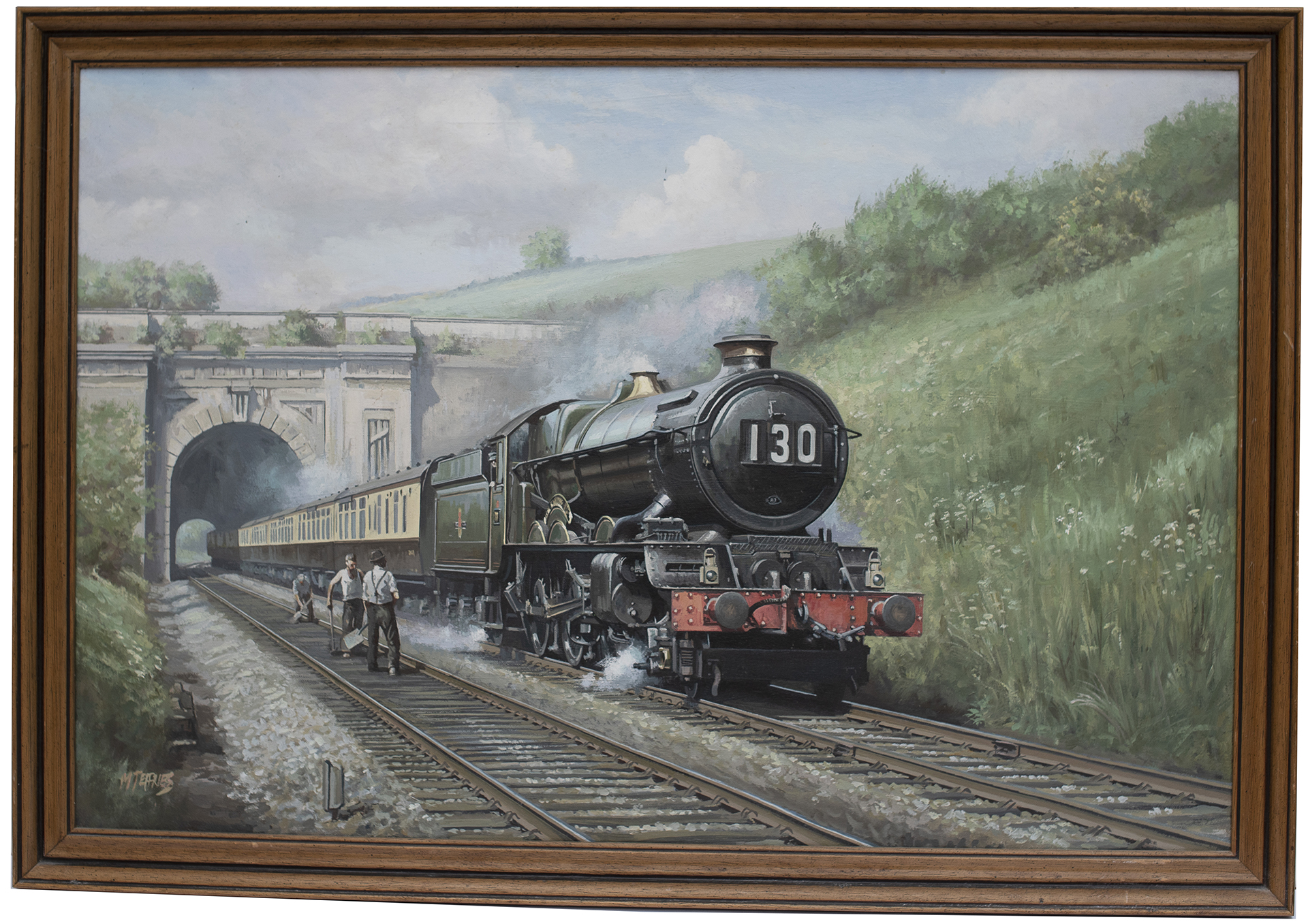 Original oil painting on canvas of a GWR KING 4-6-0 PASSING THROUGH A ...