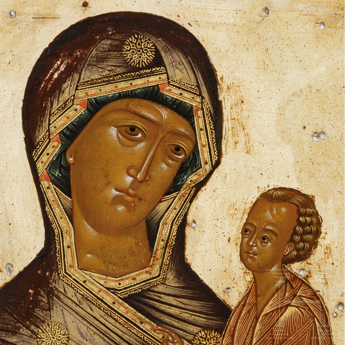 Ikone mit der Gottesmutter von Tichwin (Tichwinskaja), Russland, um ...