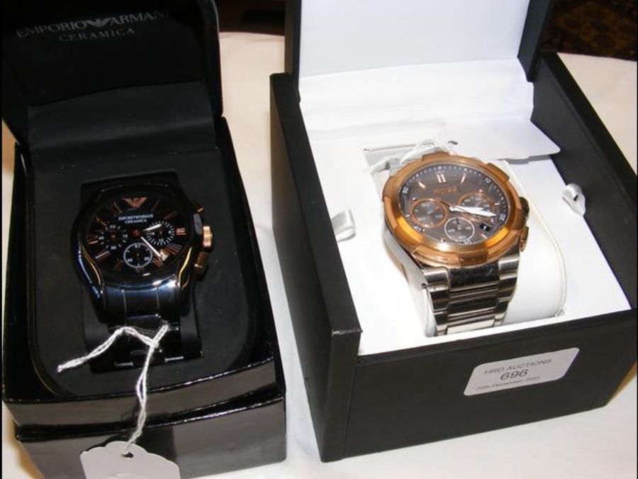 A Hugo Boss wrist watch, together with Emporio Armani wrist watch
