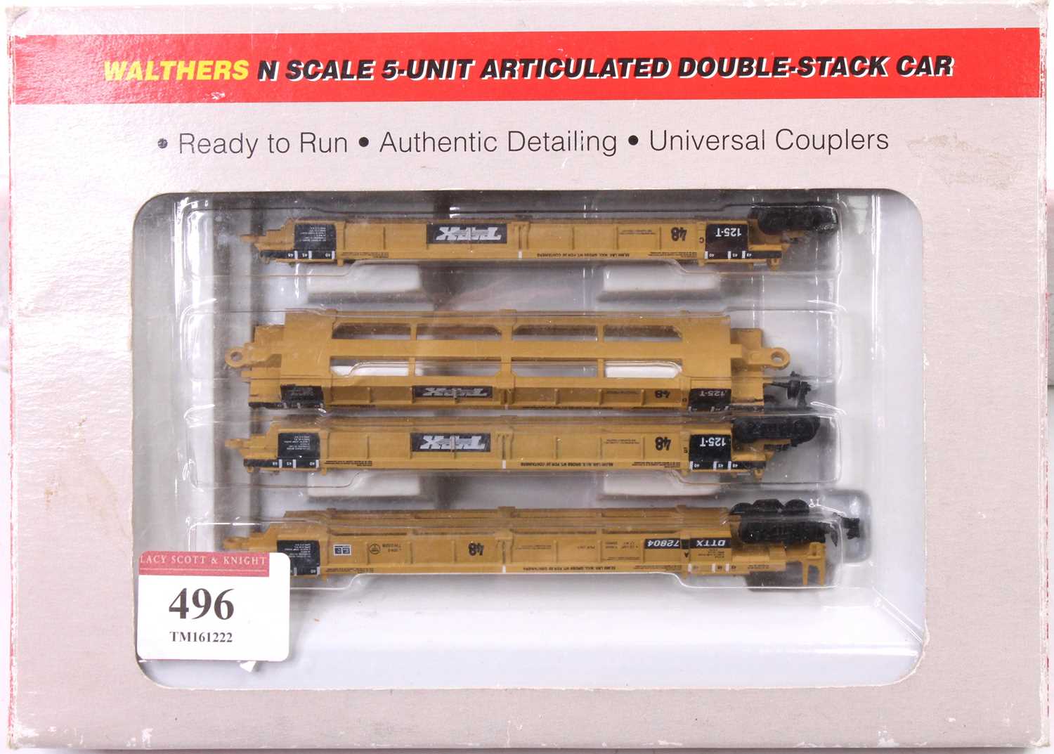 Walthers N gauge 305’ Thrall 5-unit articulated double stack car TTX ...