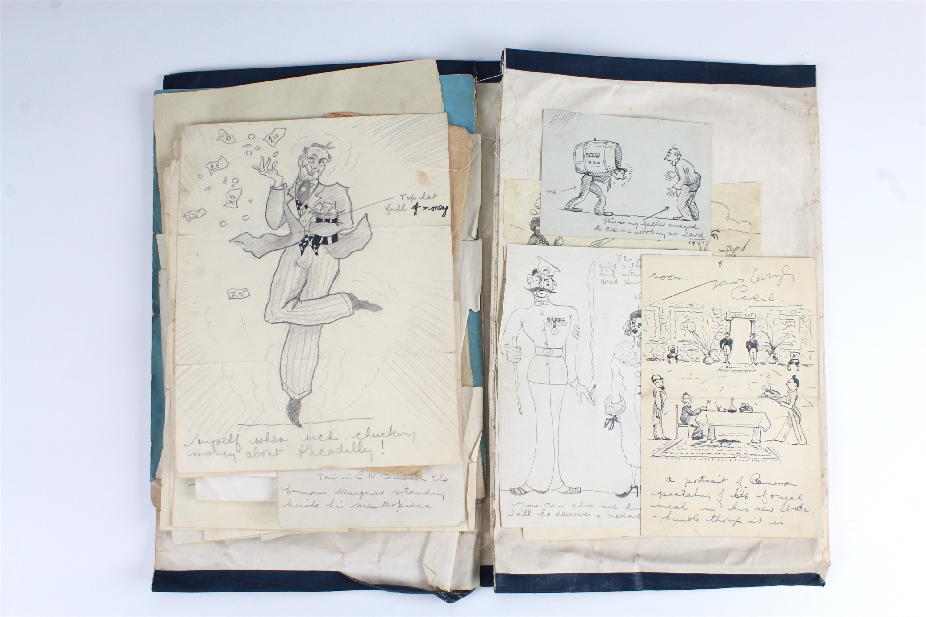 A collection of illustrated private correspondence from Cecil Cameron ...