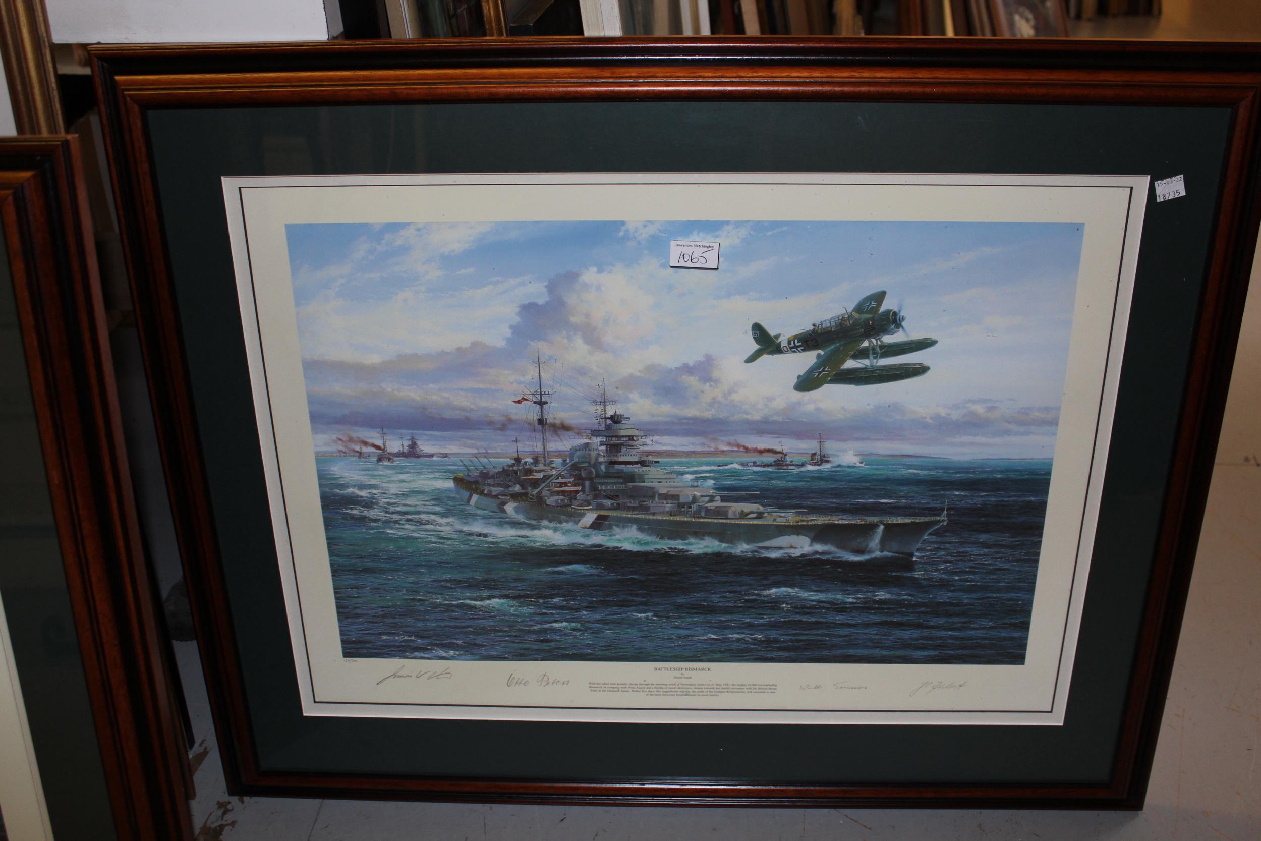 Simon Atack, signed Limited Edition colour print ' Battleship Bismarck ...