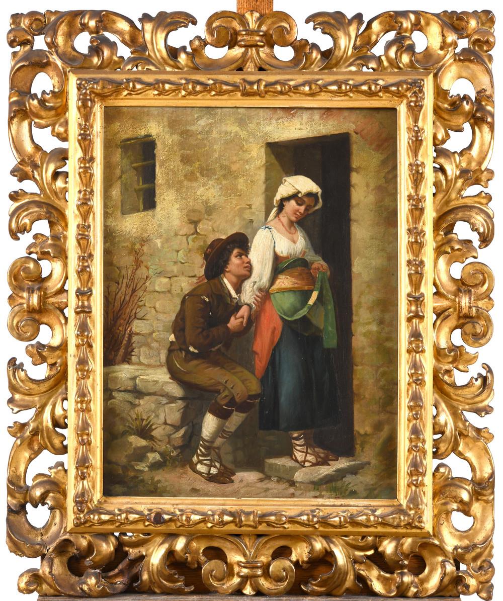 LUIGI BECHI (1830-1919). Follower of. AN ARDENT WOOING. Oil on canvas ...
