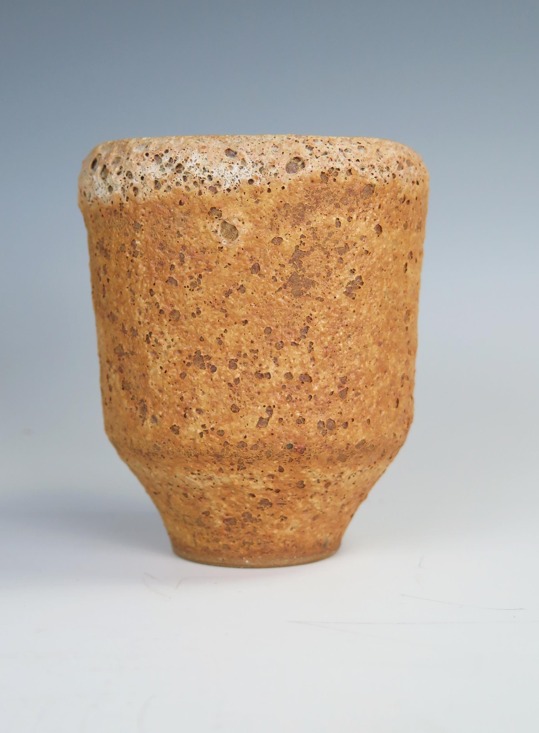 A Studio Pottery beaker with Lava glaze, impressed M mark to base, 10cm ...