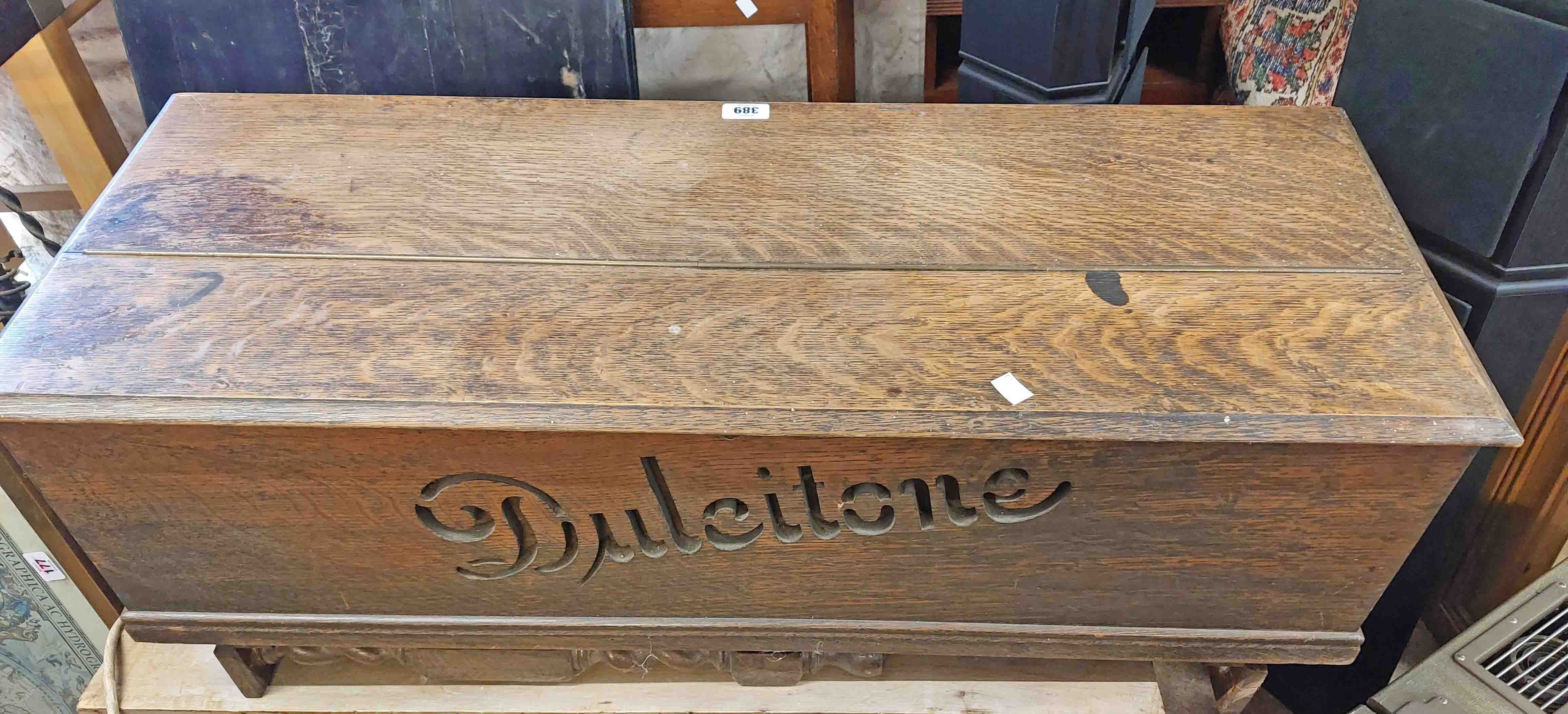 An early 20th Century oak cased 'Dulcitone' portable piano, made by ...