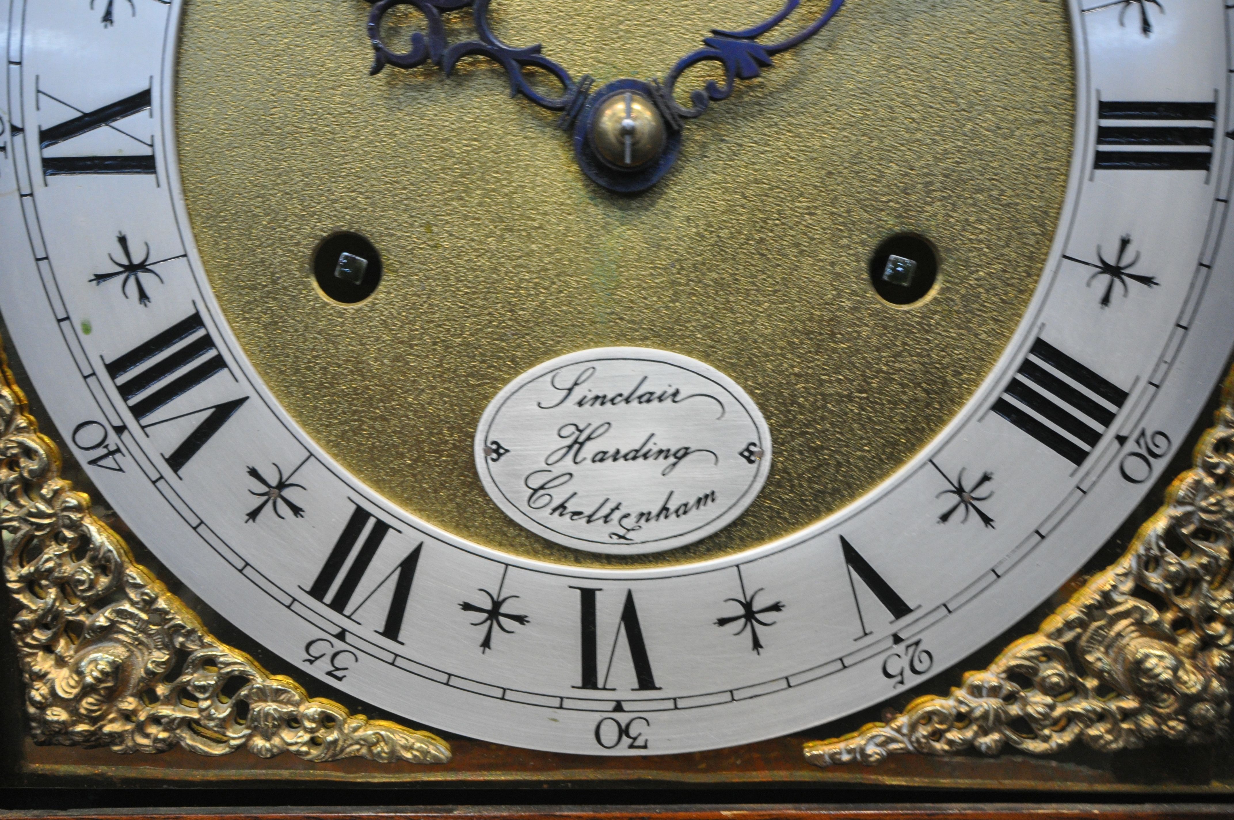 SINCLAIR HARDING OF CHELTENHAM, A MAHOGANY LONGCASE CLOCK, the hood ...