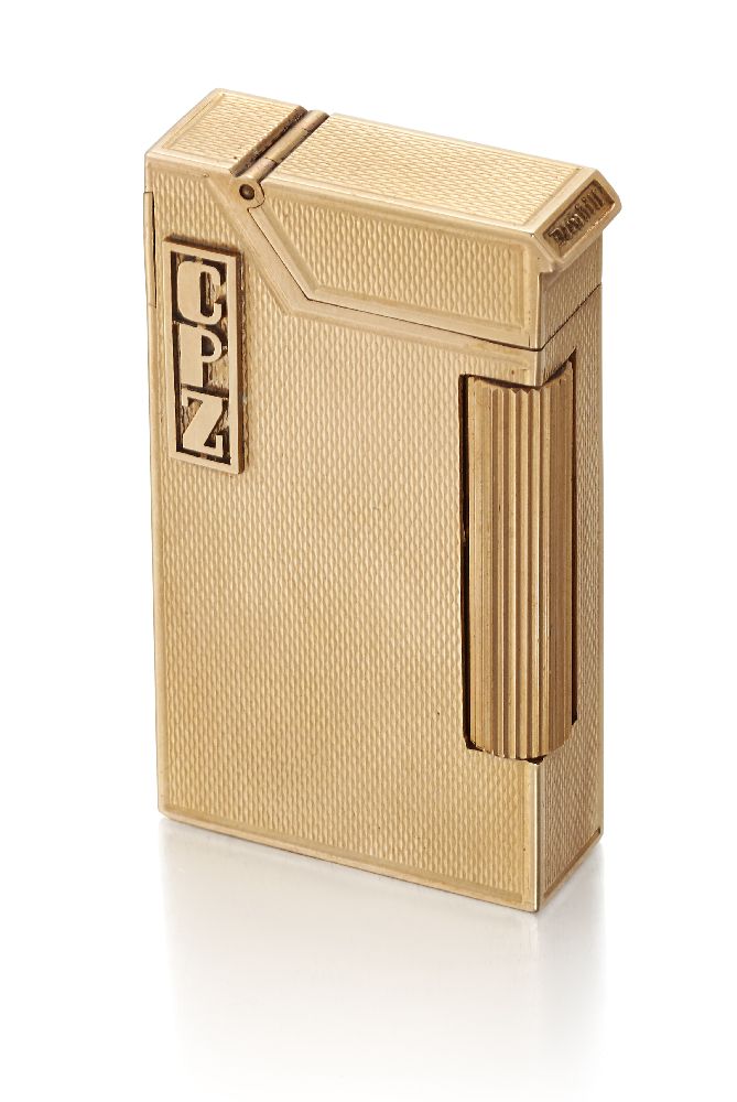 Dunhill, A 9ct gold cased 'Rollagas' Cigarette Lighter, by Dunhill, the ...