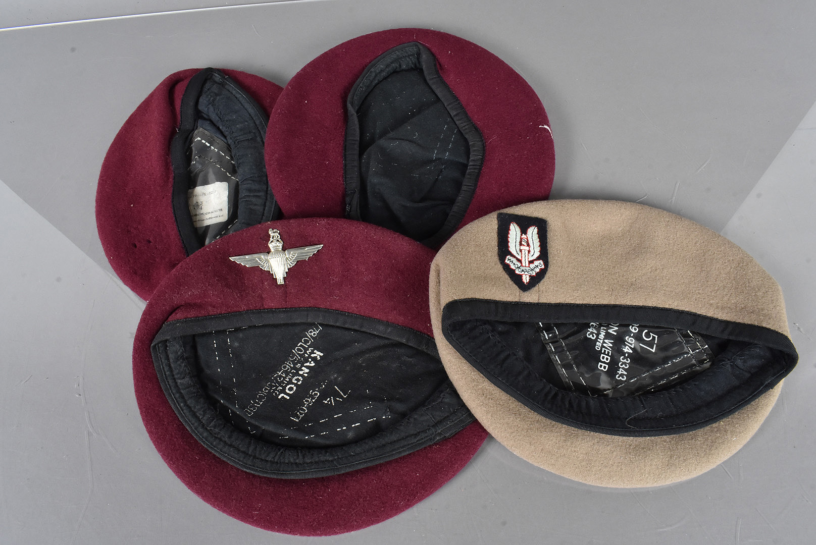 Special Air Service (S.A.S), four berets worn by Charles Thomas William ...