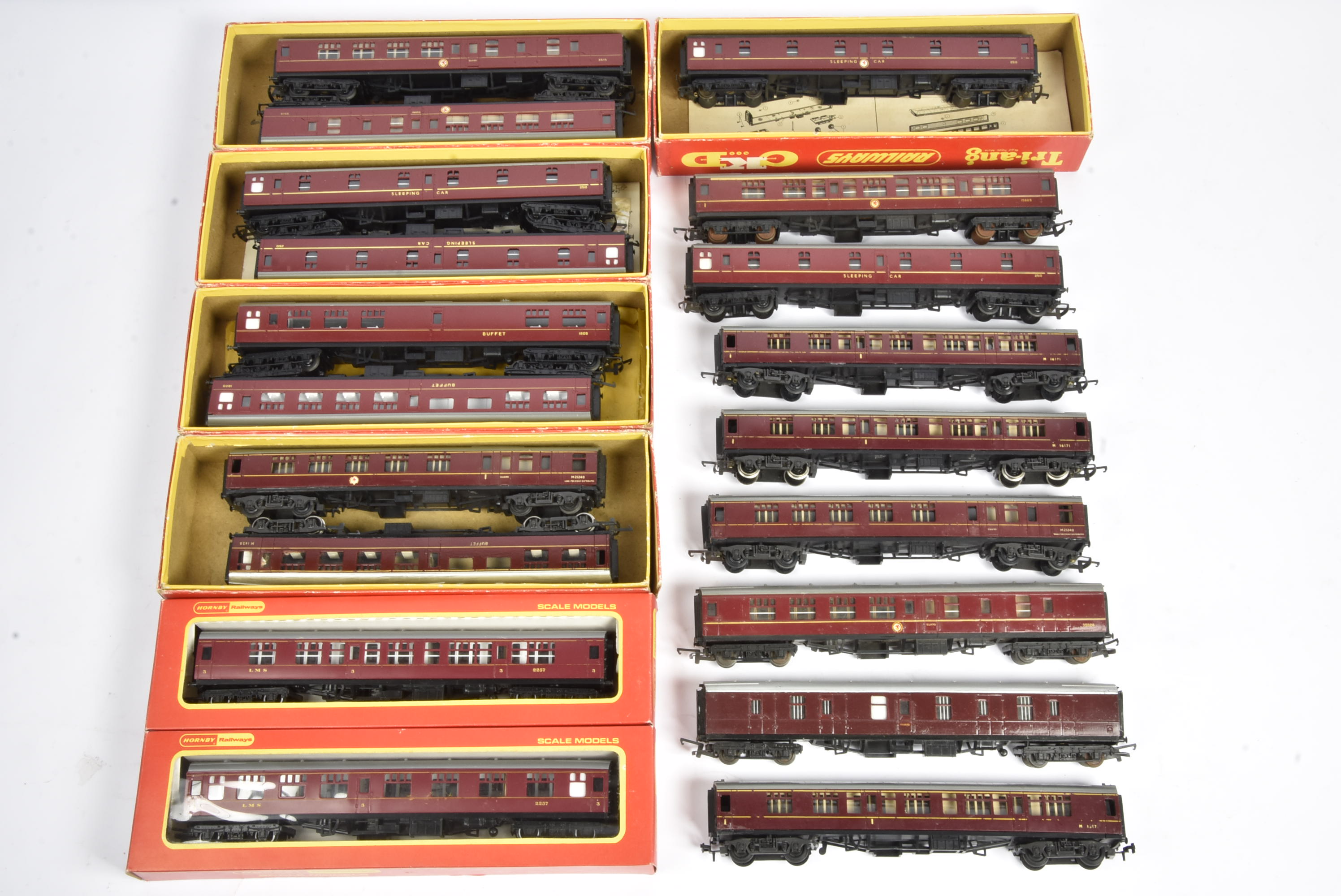 Triang and Hornby Margate BR and LMS Maroon Coaching Stock, mainly ...