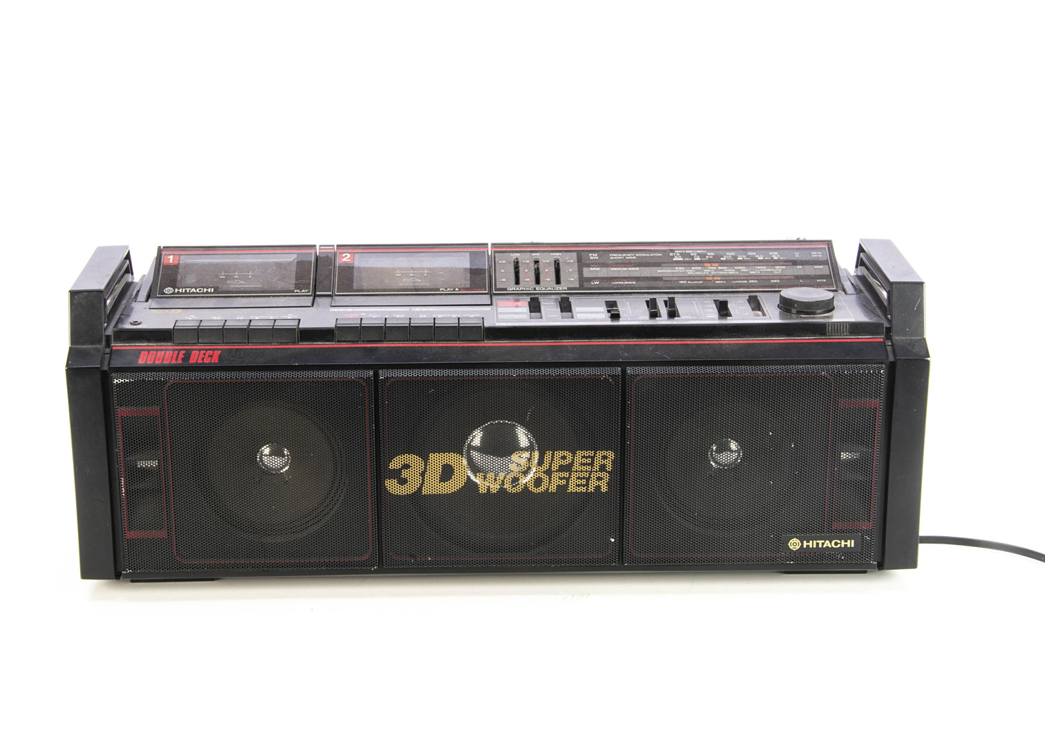 Hitachi Boombox, Hitachi Double Deck 3D8 3 way speaker portable sound ...